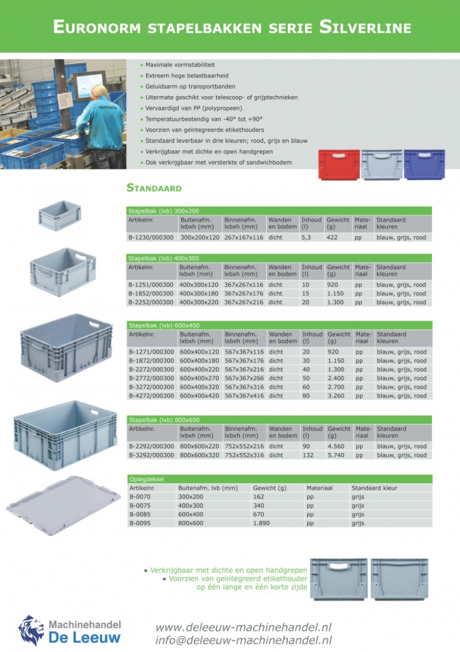 Silverline Euronorm bakken NIEUW Magazijnbakken ...