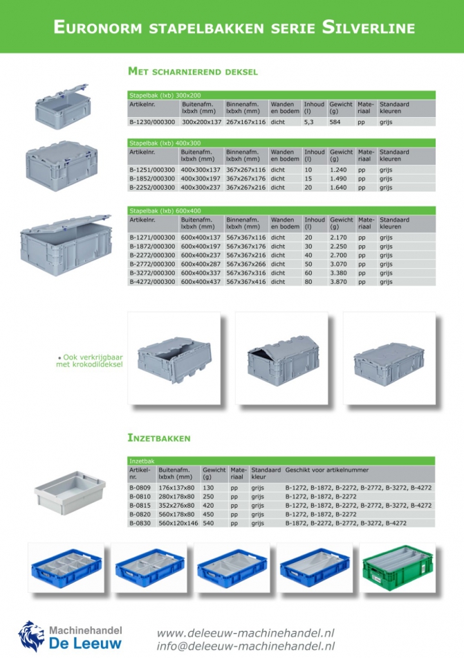Silverline Euronorm bakken NIEUW Magazijnbakken Machinehandel De Leeuw
